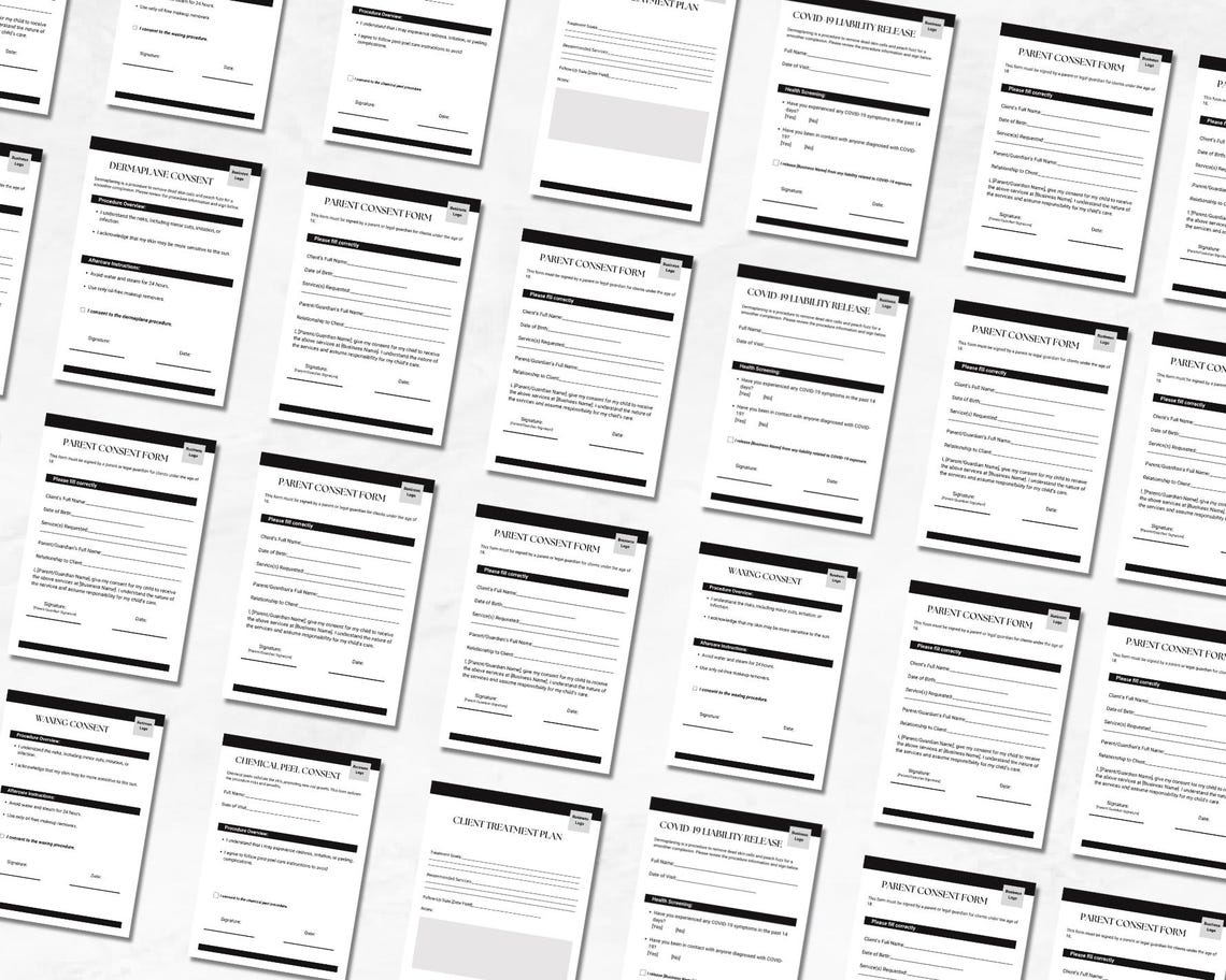 Esthetician Consent Forms Starter Bundle Templates Pack, Printable ...