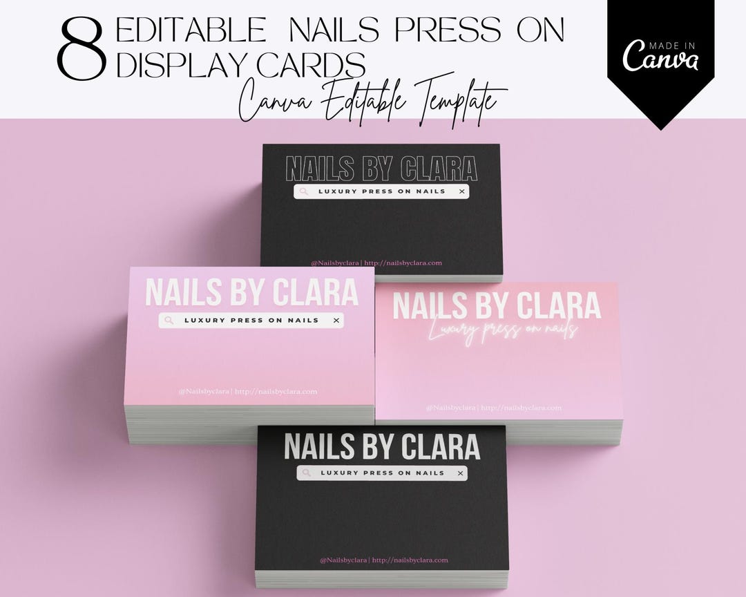 Editable Press on Nail Display Card Template, DIY Press on Nails ...