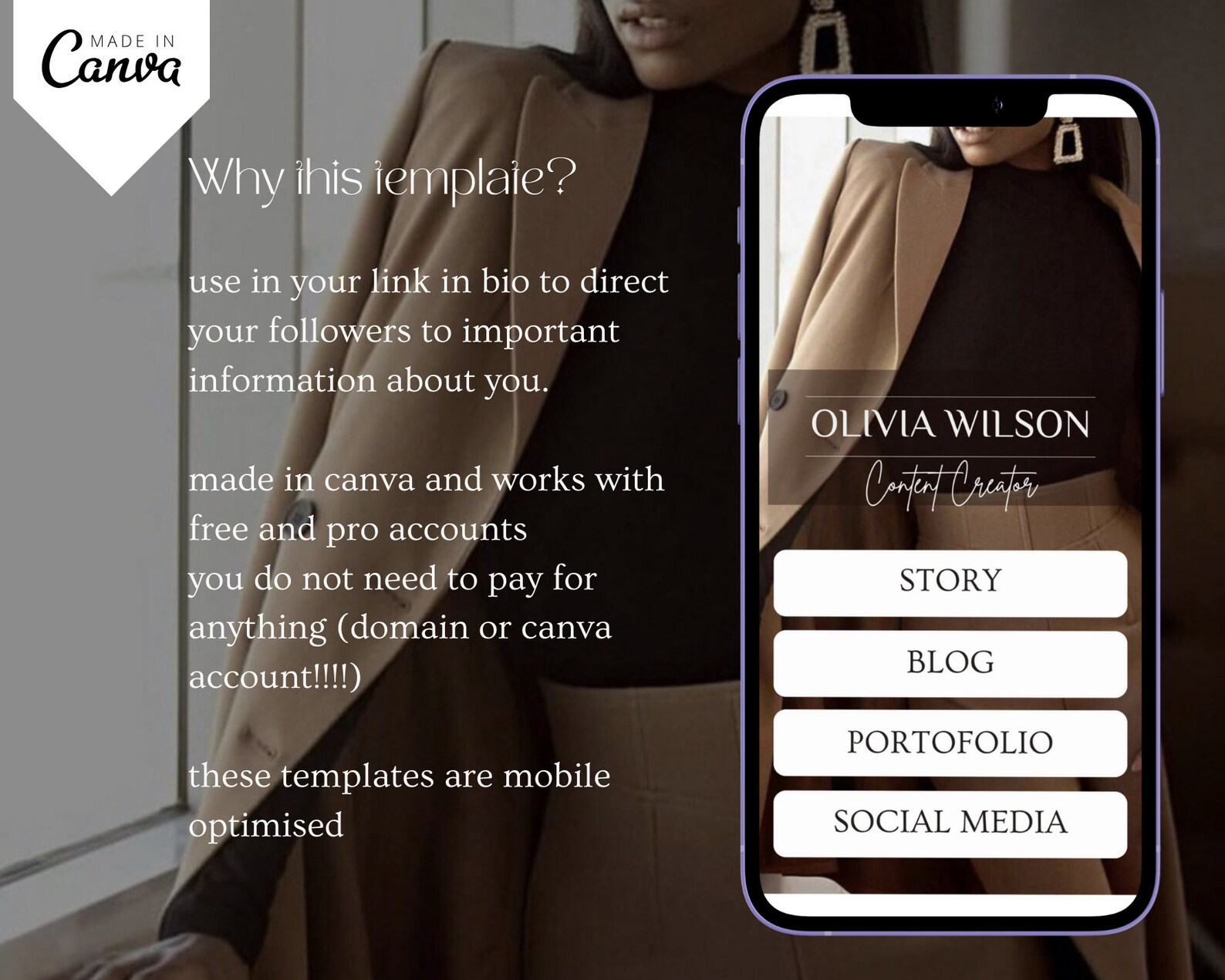 Link in Bio Template Canva Linktree Canva Template Instagram Landing ...