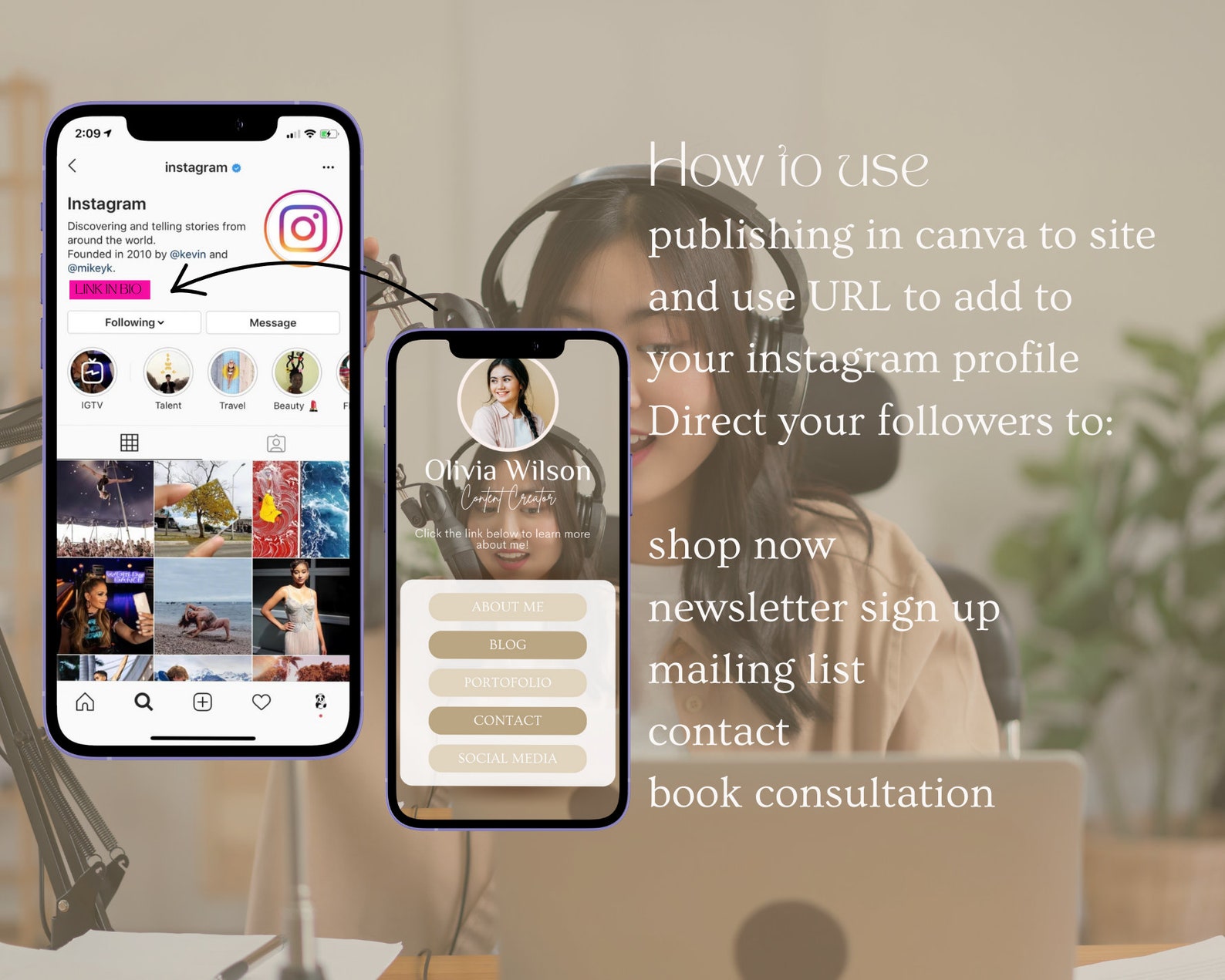 Link in Bio Template Canva Linktree Canva Template Instagram Landing ...