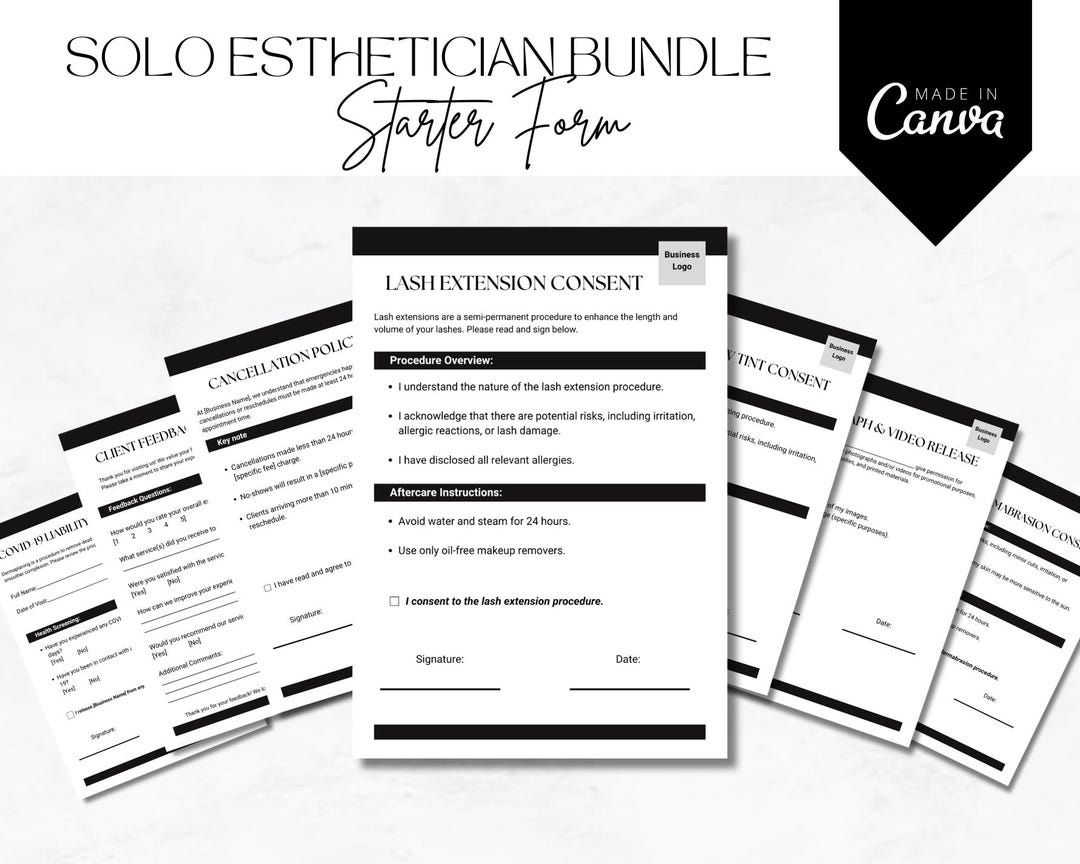 Esthetician Consent Forms Starter Bundle Templates Pack, Printable ...
