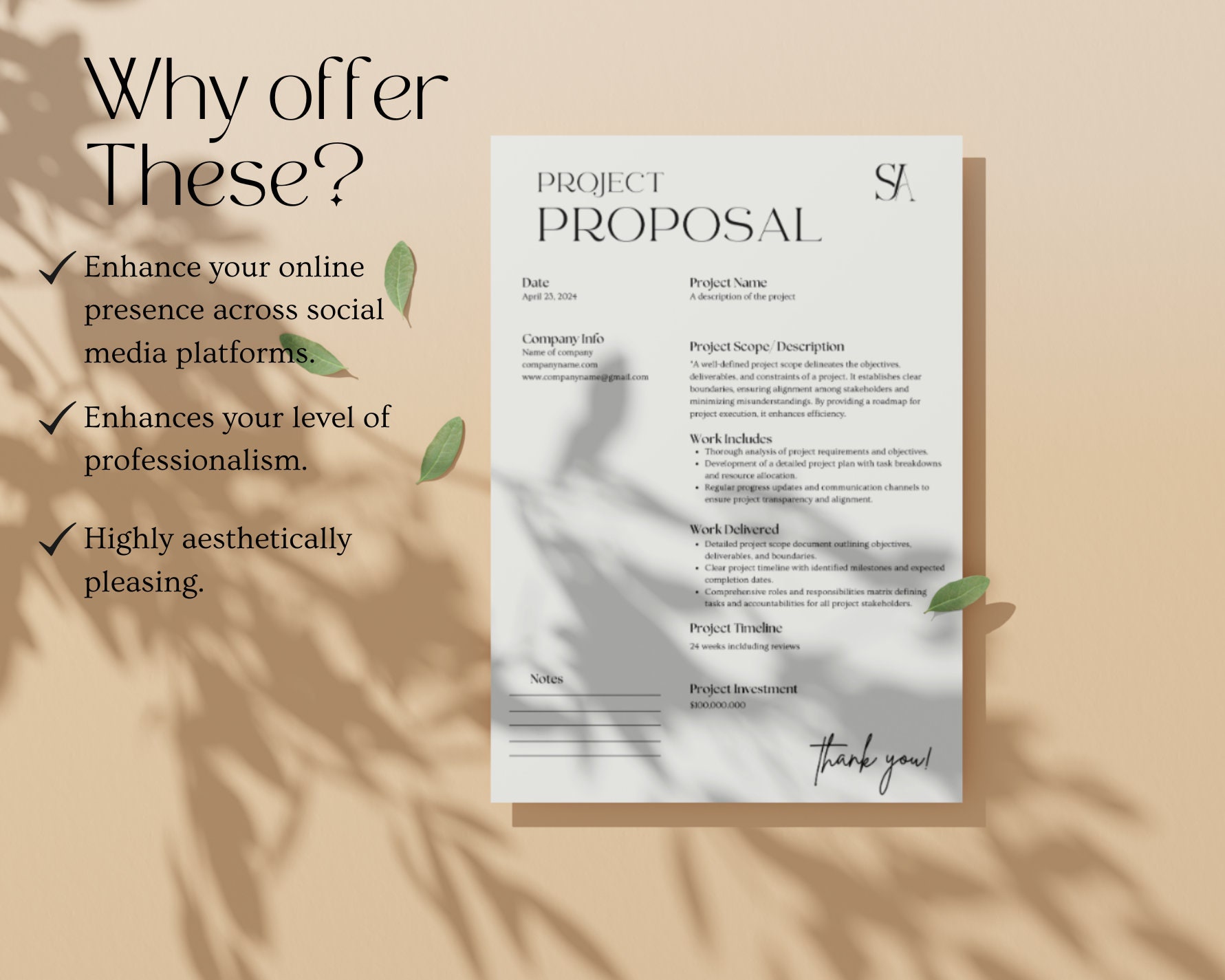 Minimal 1 Page Simple Proposal Template | Basic Job Estimate ...