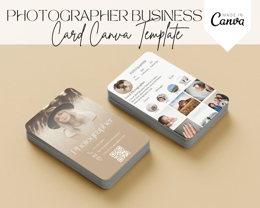 Photographer Instagram Business Card 2026, DIY Canva Business Card ...