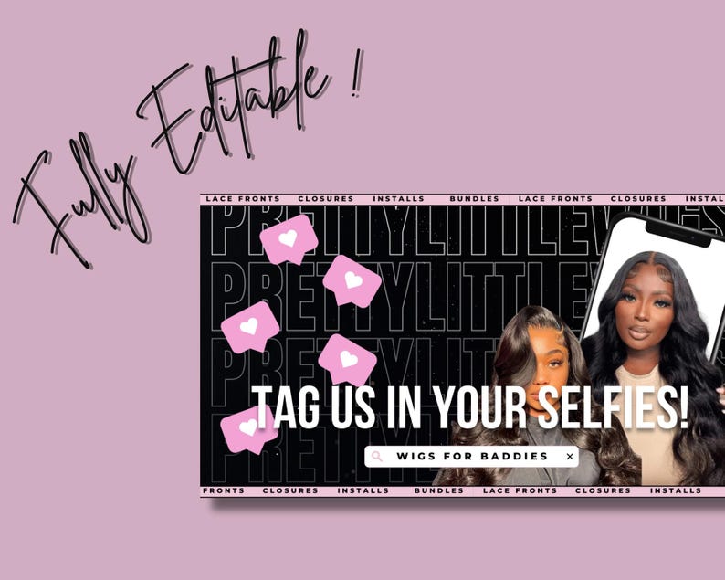 DIY Web Slide Banners, Editable Web Slide Banners,wig Hair Business ...