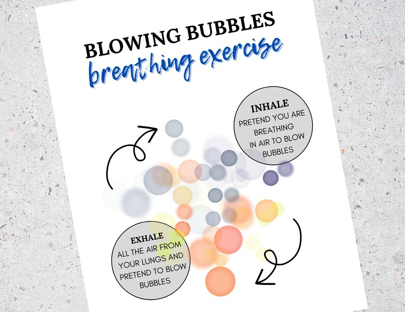 Blowing Bubbles Breathing Exercise Poster Wall Art Breathing Technique ...