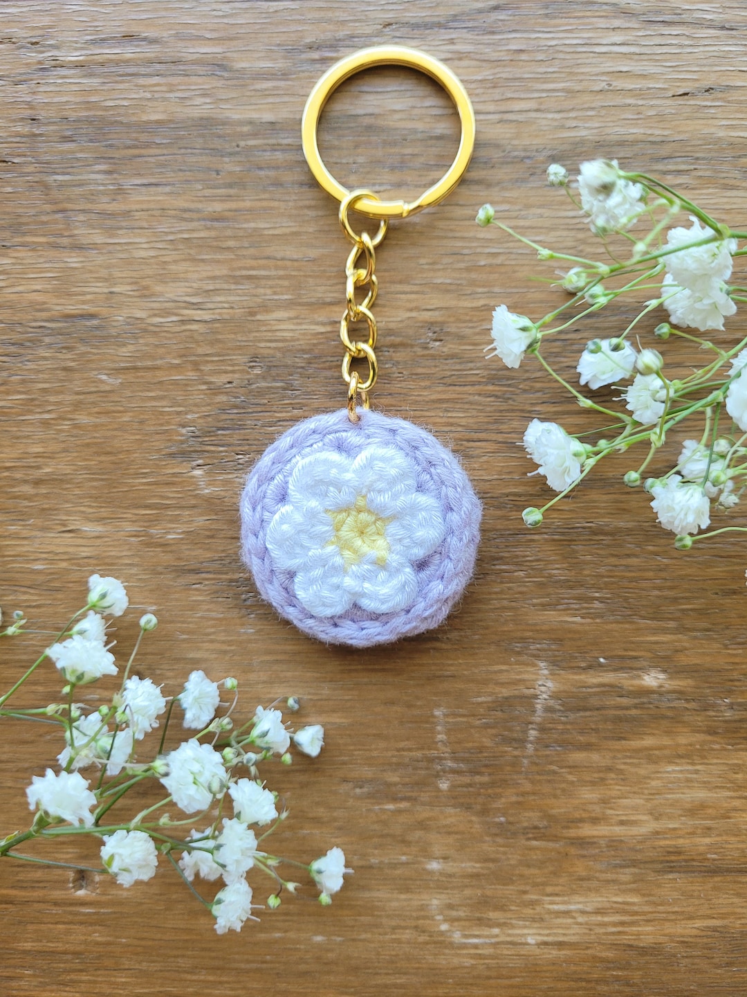 Crochet Key Chain, Coin Holder, Quarter Holder, Aldi Keychain, Flower ...