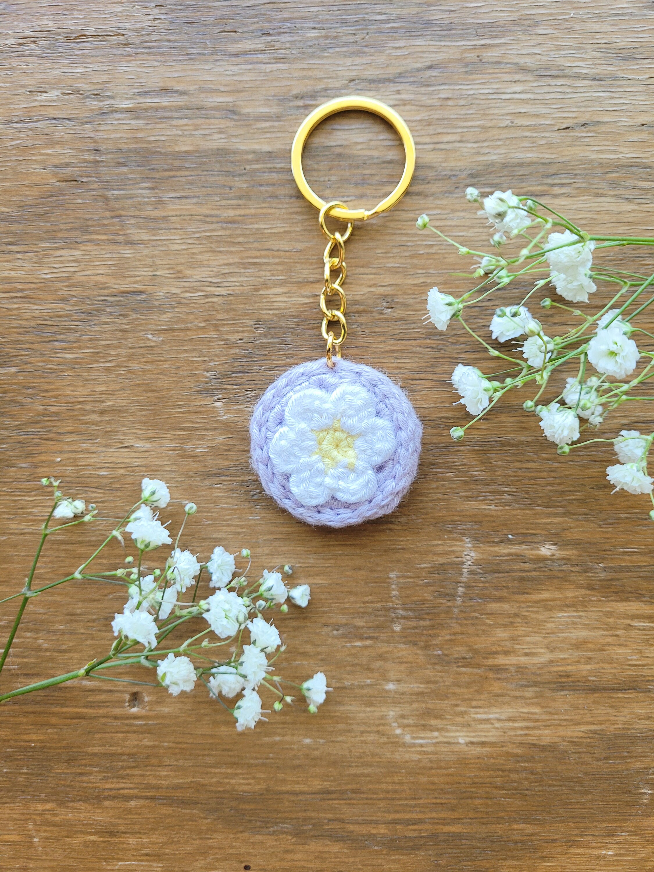 Crochet Key Chain, Coin Holder, Quarter Holder, Aldi Keychain, Flower ...