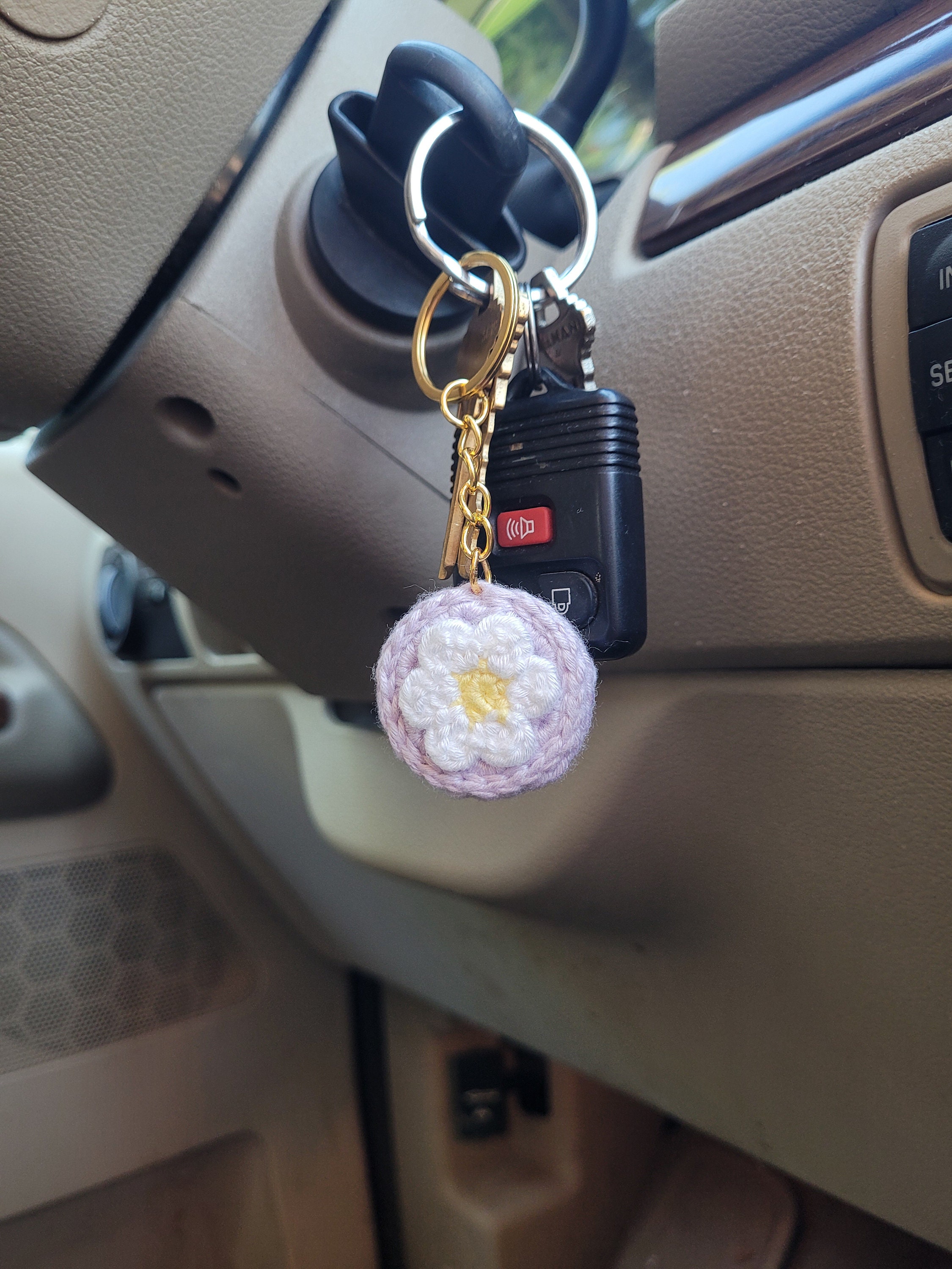 Crochet Key Chain, Coin Holder, Quarter Holder, Aldi Keychain, Flower ...