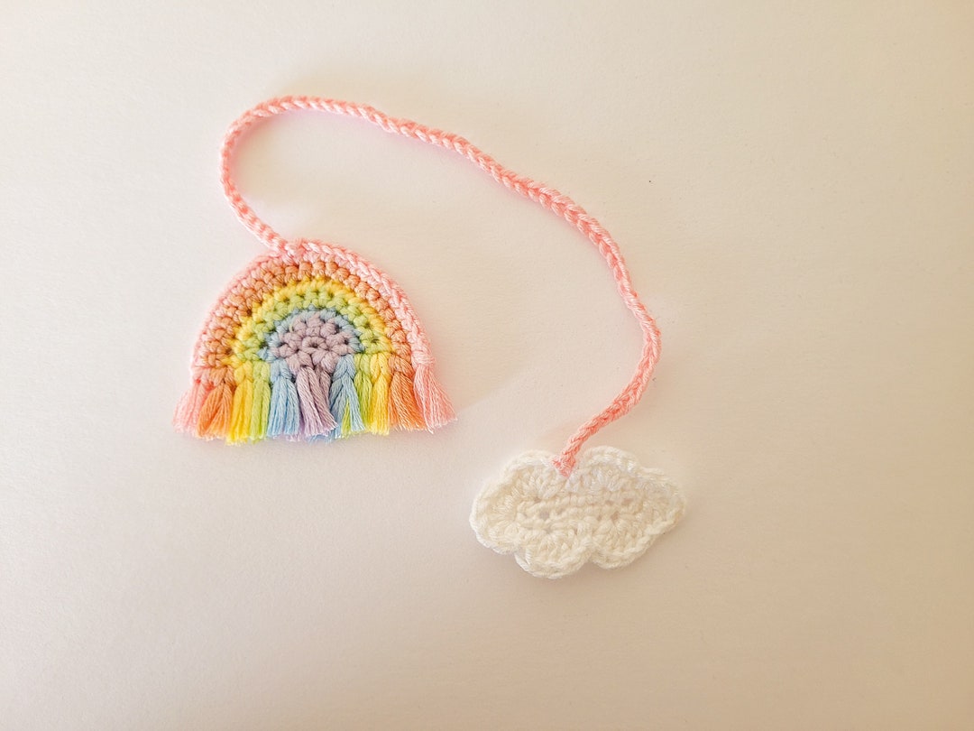 Rainbow Bookmark, Crochet Rainbow, Cloud Bookmark, Crochet Bookmark ...