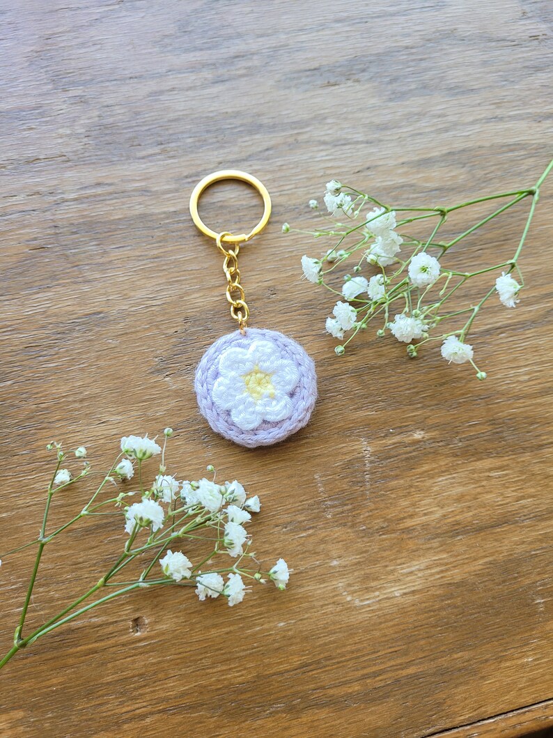 Crochet Key Chain, Coin Holder, Quarter Holder, Aldi Keychain, Flower ...