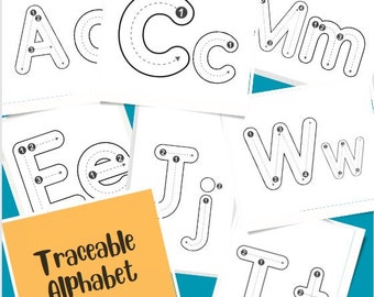 Traceable Block Letters Alphabet Tracing Pages learning to Write for ...