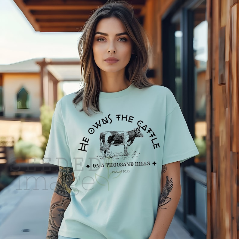 He Owns the Cattle on - Trendy Christian SVG, Digital Download for ...