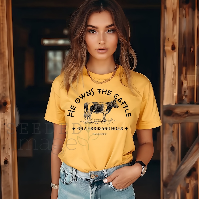 He Owns the Cattle on - Trendy Christian SVG, Digital Download for ...