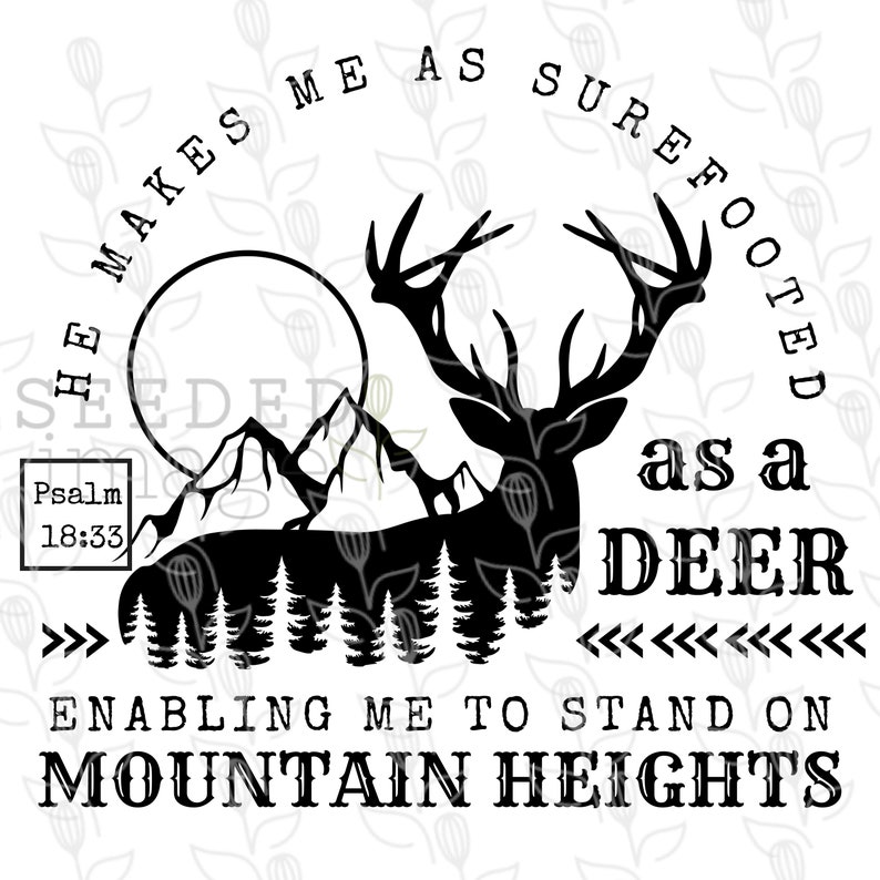 Surefooted as a Deer Christian SVG & PNG, Unisex Bible Verse Design ...