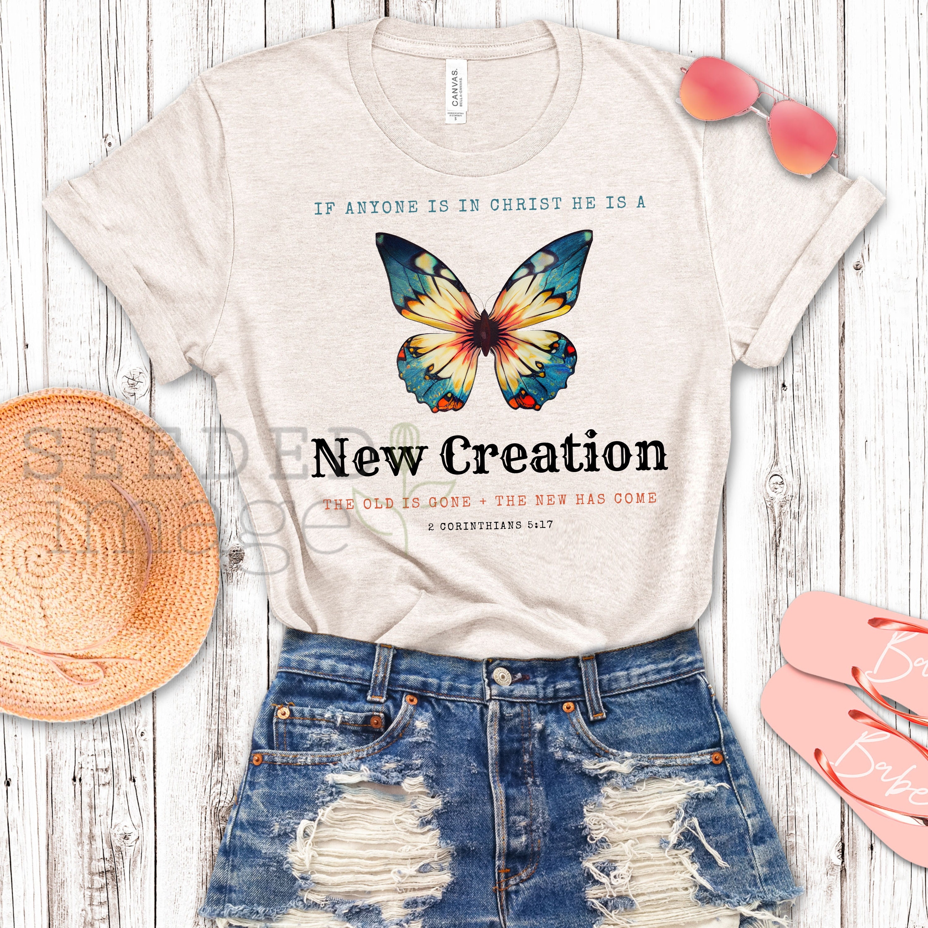 New Creation Christian SVG, Butterfly Bible Verse, Sublimation or DTF ...