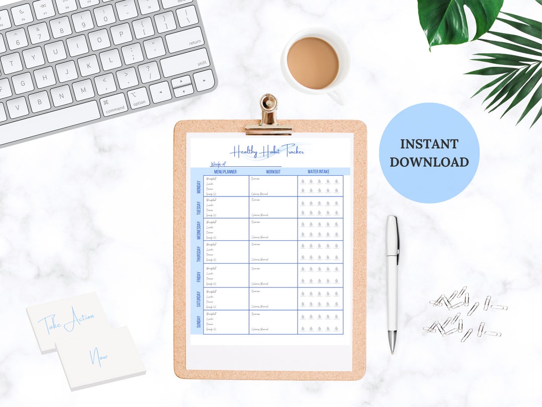 Healthy Habit Tracker Printable. "business Blue" Everyday Planner ...