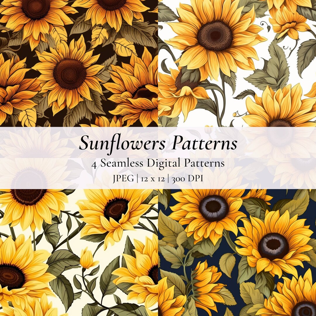 Sunflowers Seamless Digital Patterns | Instant Download | Digital ...