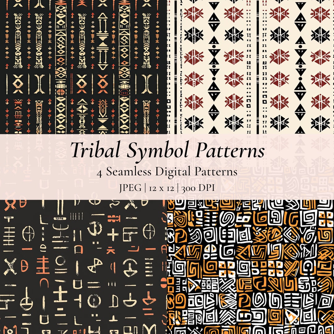 Tribal Symbol Patterns | Seamless Digital Patterns | Instant Download ...