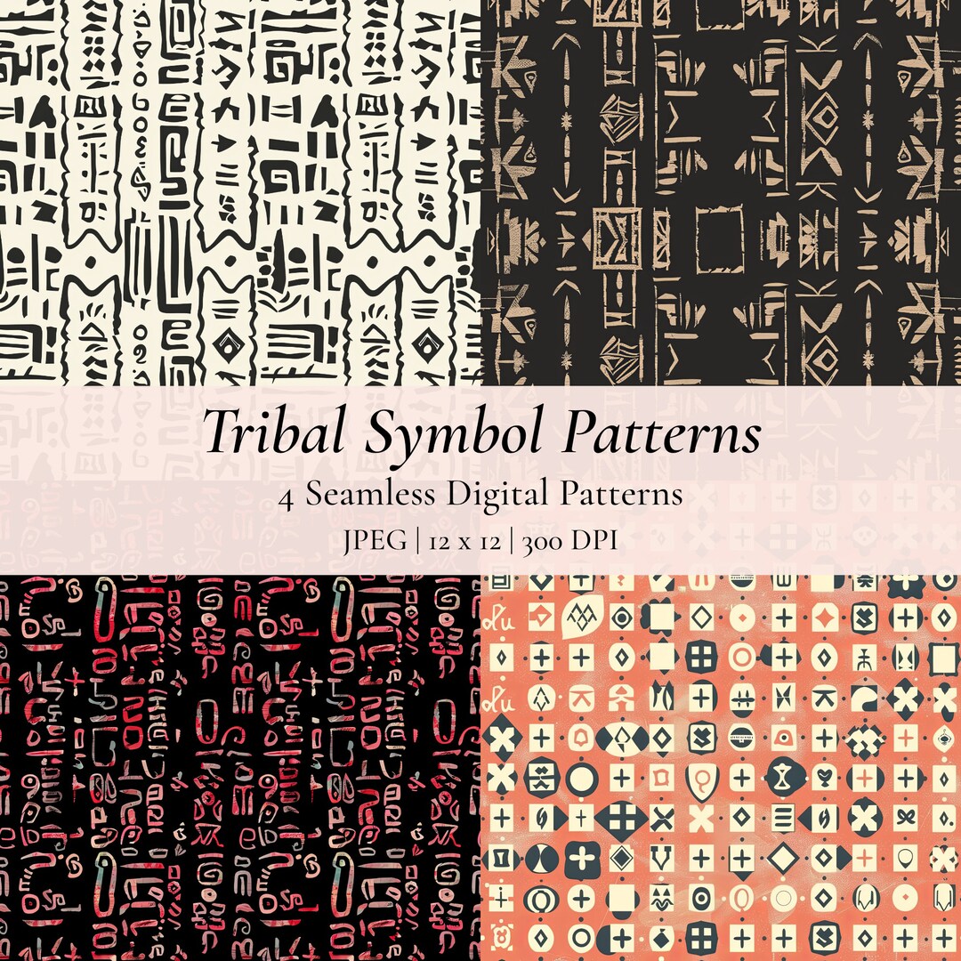 Tribal Symbol Patterns | Seamless Digital Patterns | Instant Download ...