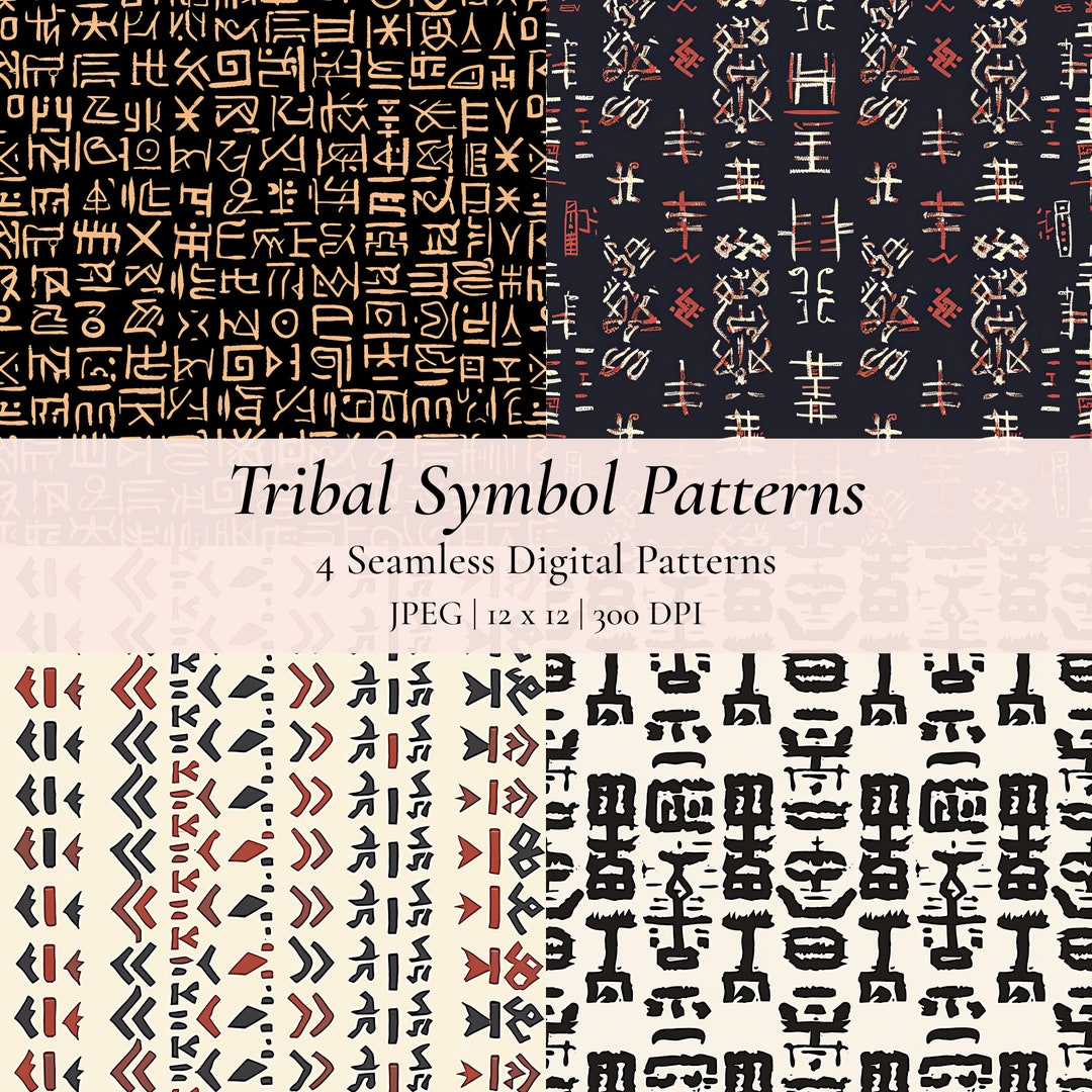 Tribal Symbol Patterns | Seamless Digital Patterns | Instant Download ...