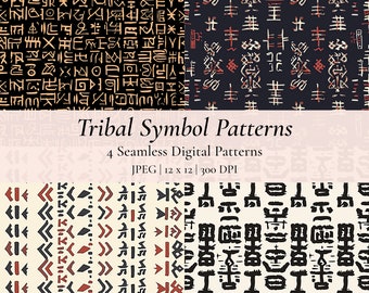 Ancient Japanese Symbol Patterns | Seamless Digital Patterns | Instant ...