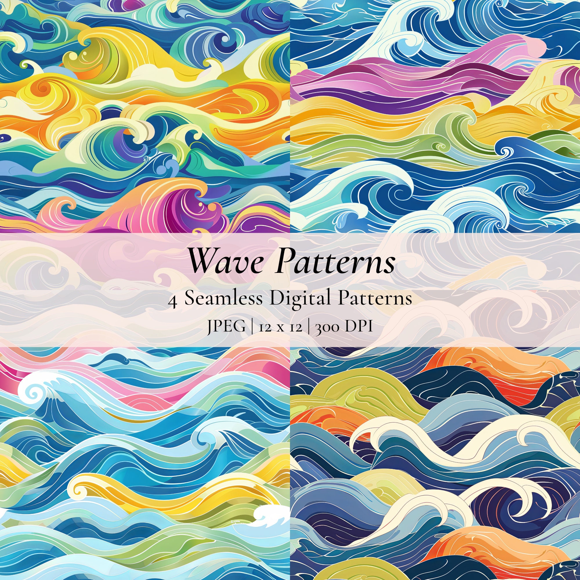 Wave Patterns | Seamless Digital Patterns | Instant Download | Digital ...