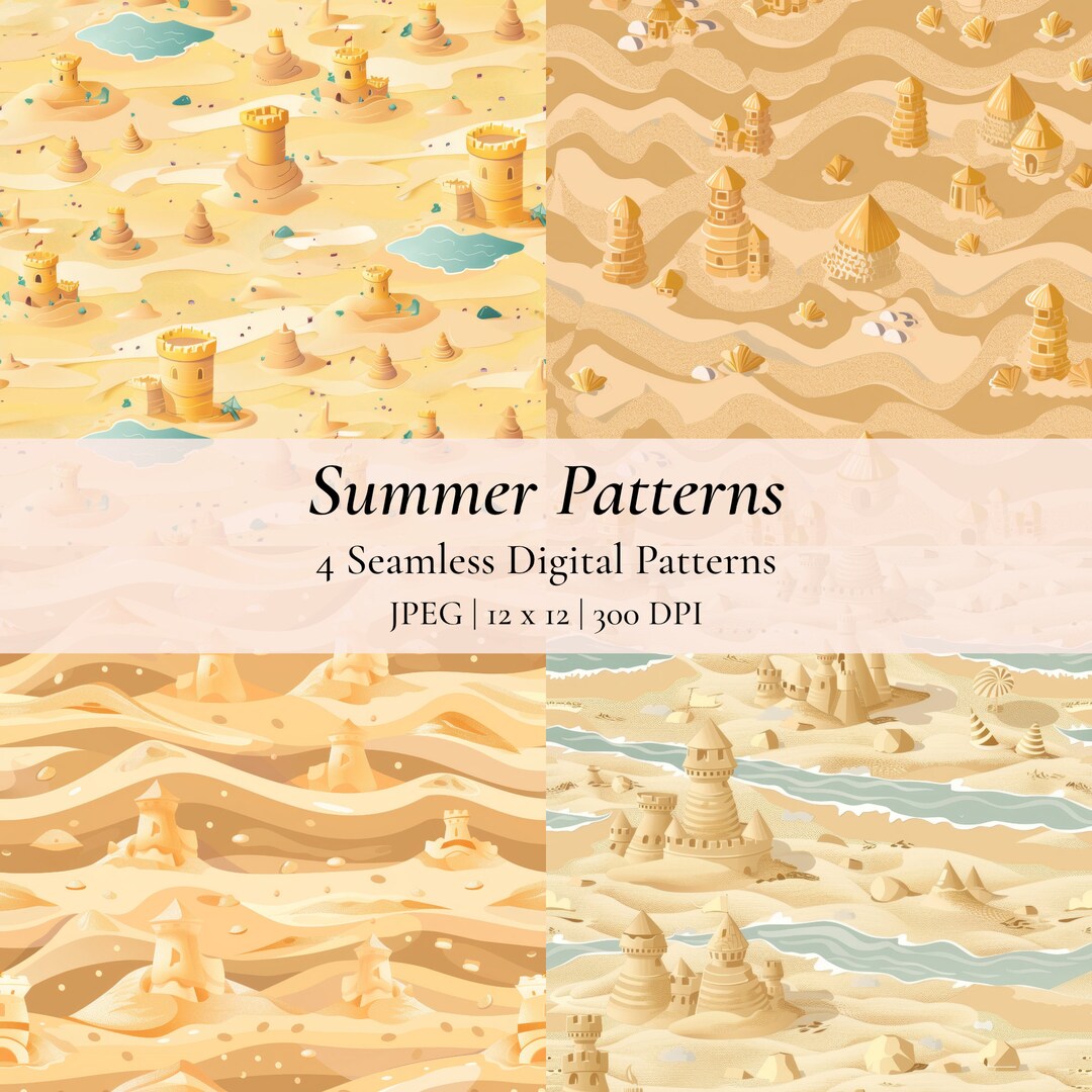 Sand Castles Seamless Digital Patterns | Instant Download | Digital ...