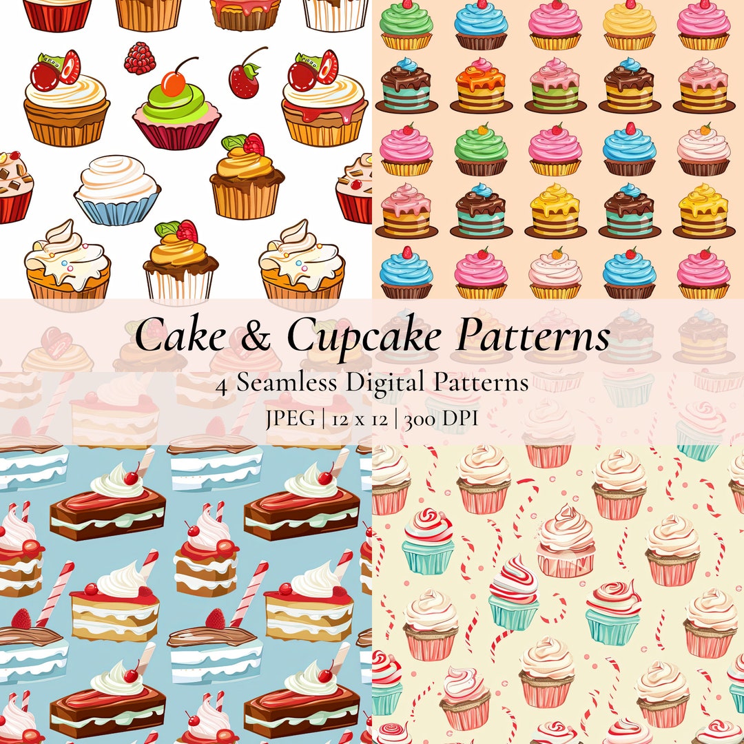 Cakes & Cupcakes Pattern | Seamless Digital Patterns | Instant Download ...