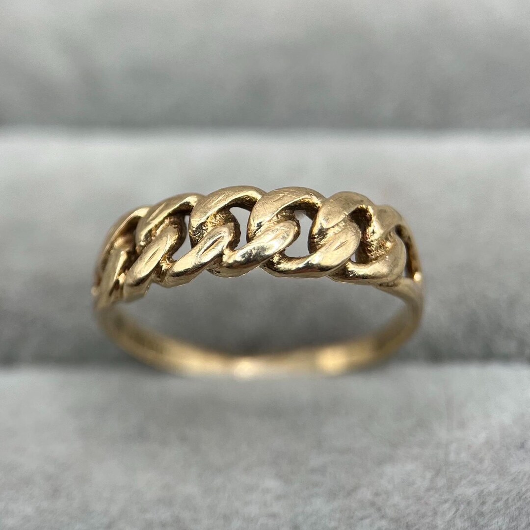 1980s Chunky Vintage 9ct Gold Chain Ring/braided Ring, UK Size K 1/2 US ...