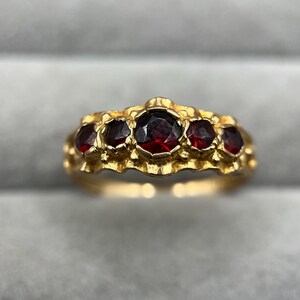 Vintage 1970s 9ct Gold Garnet Five-stone Ring, UK Size O US Size 7 1/4 - Etsy