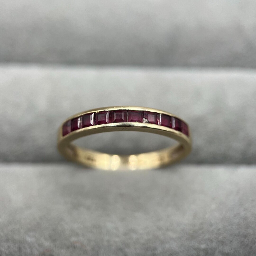 1980s Vintage 9ct Gold Ruby Channel Half-eternity Ring, UK Size K US Size 5 - Etsy UK