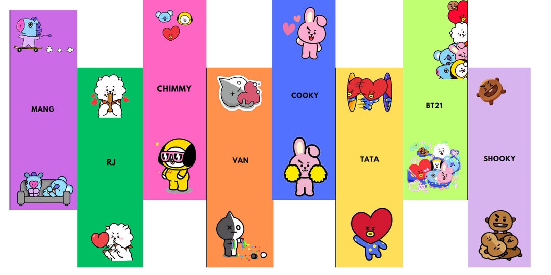 BT21 Bookmark BTS Bookmark Bundle Printable Bts Bookmark - Etsy