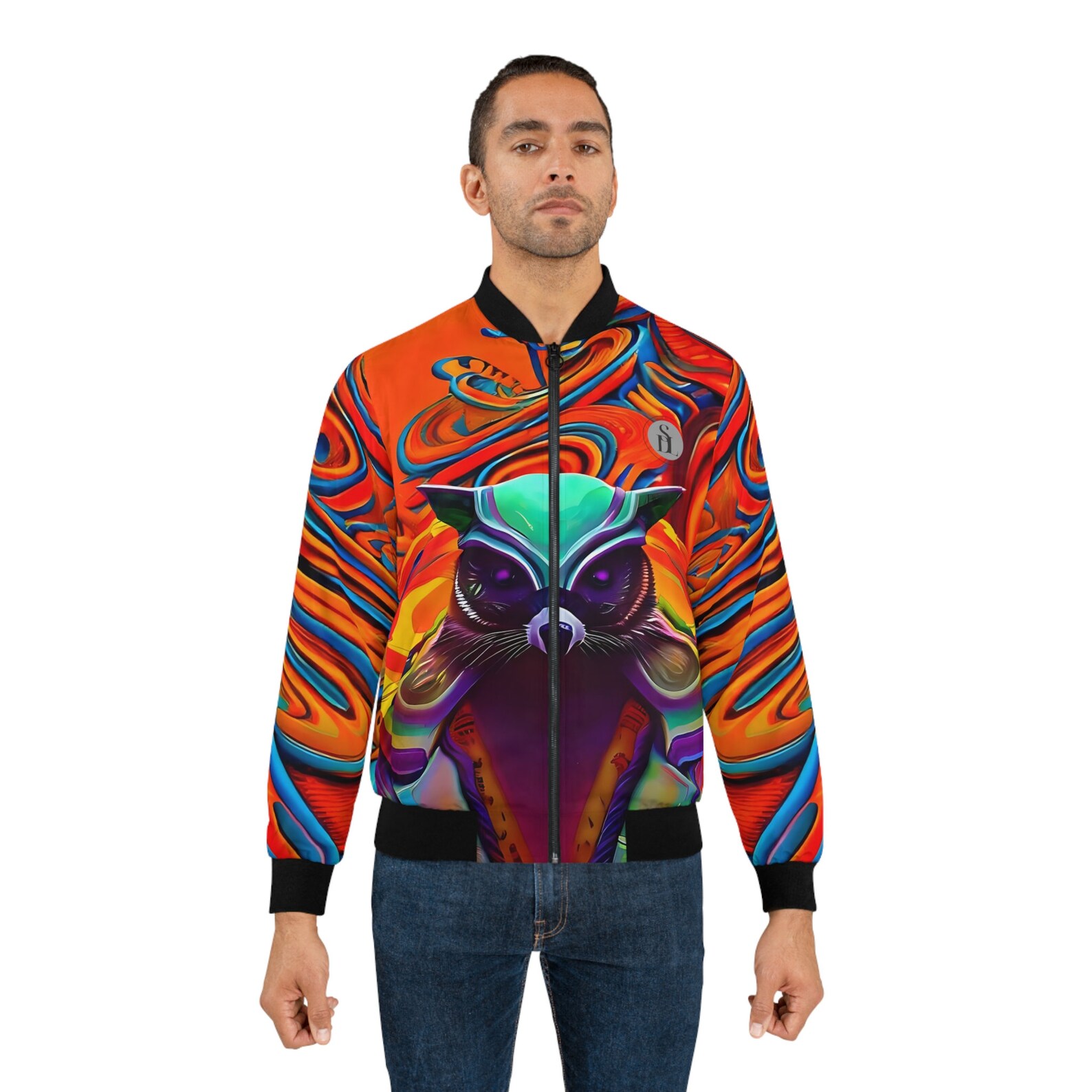 Jacket Men Alien Astral Raccoon Design Vibrant Say Less - Etsy