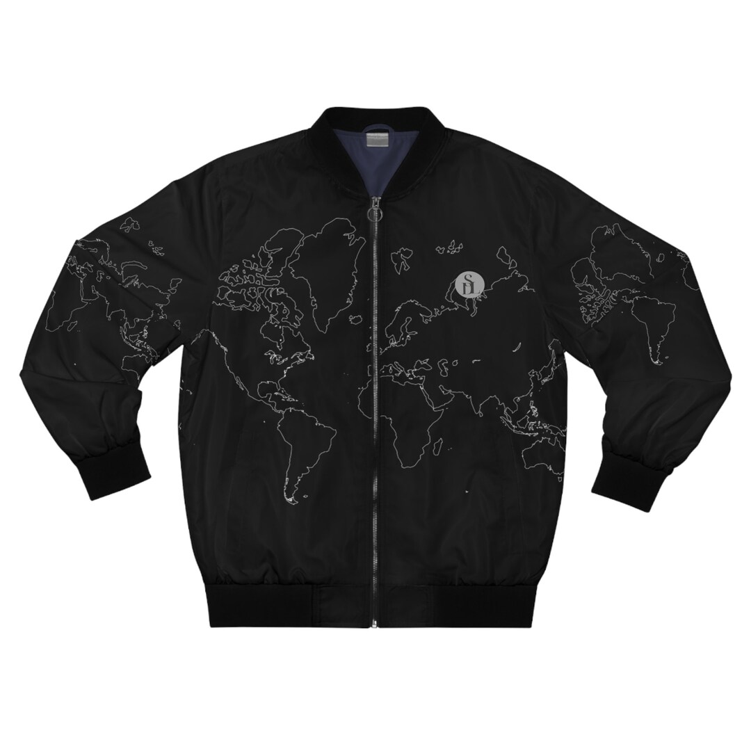 Jacket Men Bomber World Map Men's Vibrant & Colorful Print Geography ...