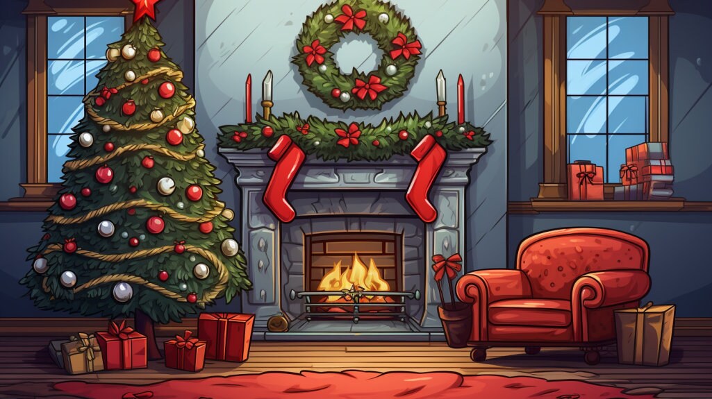 44 Christmas Scenery Drawings Christmas Themed Drawing - Etsy