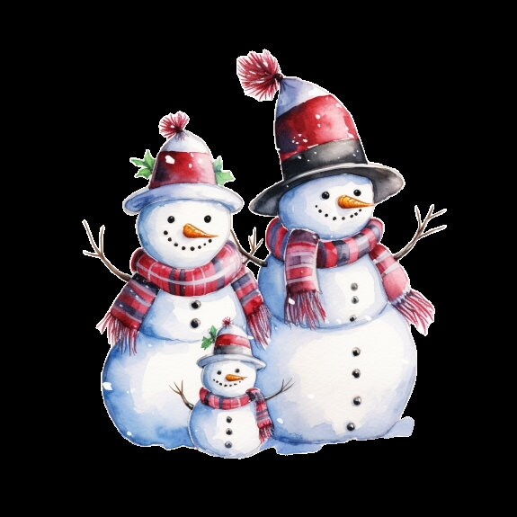 Drawing of Snowmen Family PNG Snowman Family Winter Family Winter ...