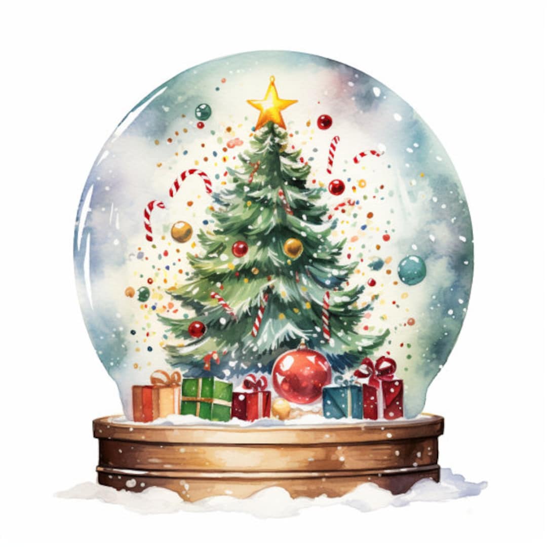 9 Christmas Tree Snow Globe Clipart, Christmas Globe Clipart, Winter ...