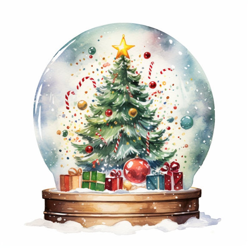 9 Christmas Tree Snow Globe Clipart, Christmas Globe Clipart, Winter ...