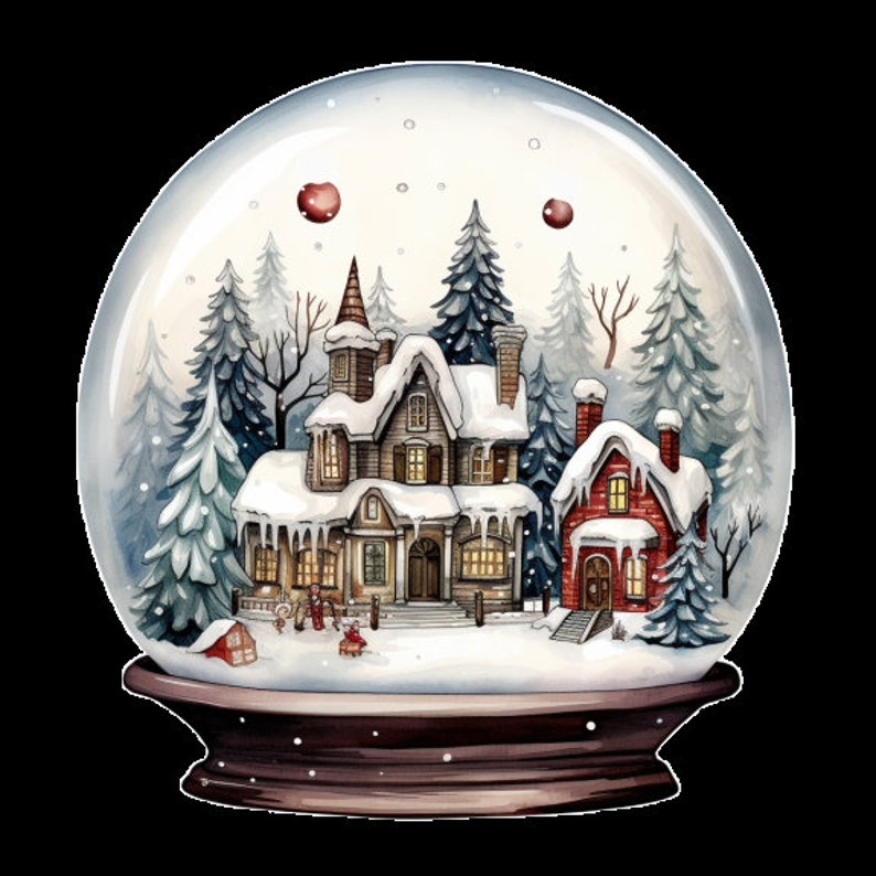 5 Snow Globe Clipart, Christmas Globe Clipart, Winter Scenery PNG ...