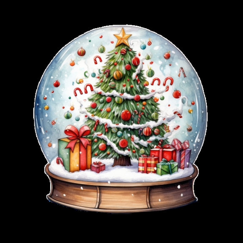 9 Christmas Tree Snow Globe Clipart, Christmas Globe Clipart, Winter ...