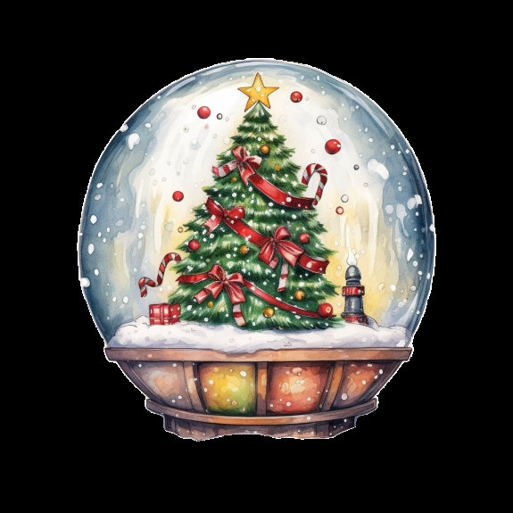 9 Christmas Tree Snow Globe Clipart, Christmas Globe Clipart, Winter ...
