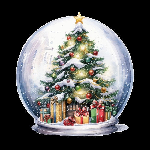 9 Christmas Tree Snow Globe Clipart, Christmas Globe Clipart, Winter ...