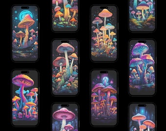 Psychedelic Bright Mushroom Phone Wallpaper - Etsy
