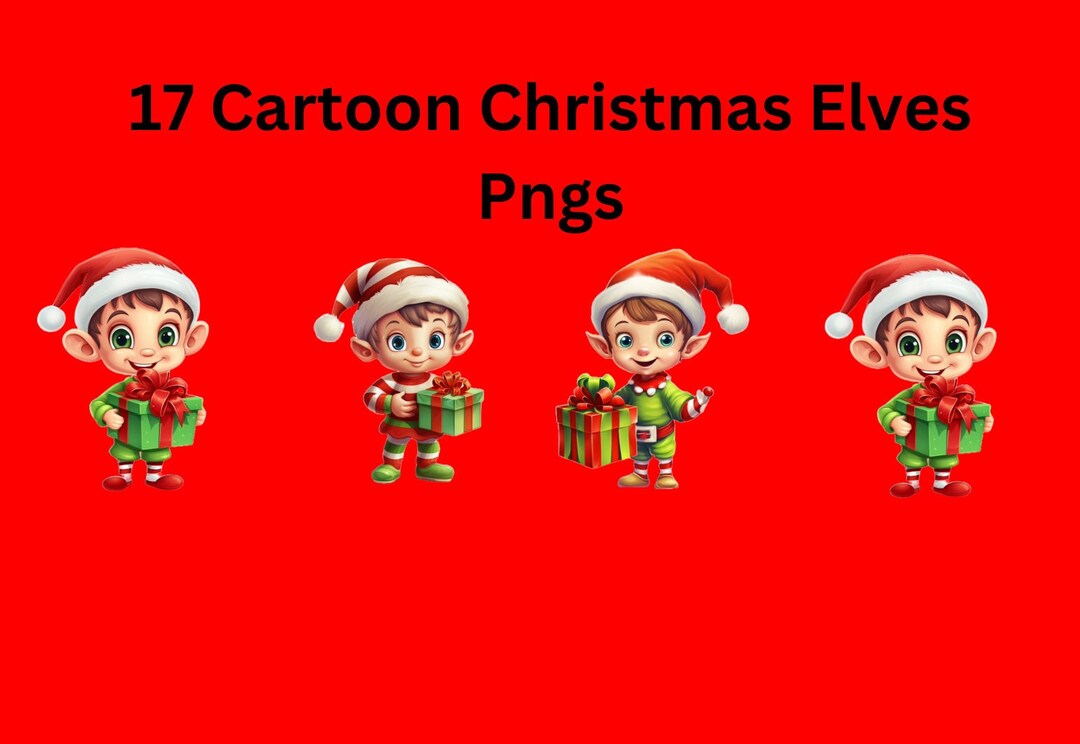 17 Cartoon Christmas Elves Digital Art Christmas Elf Clipart Christmas ...