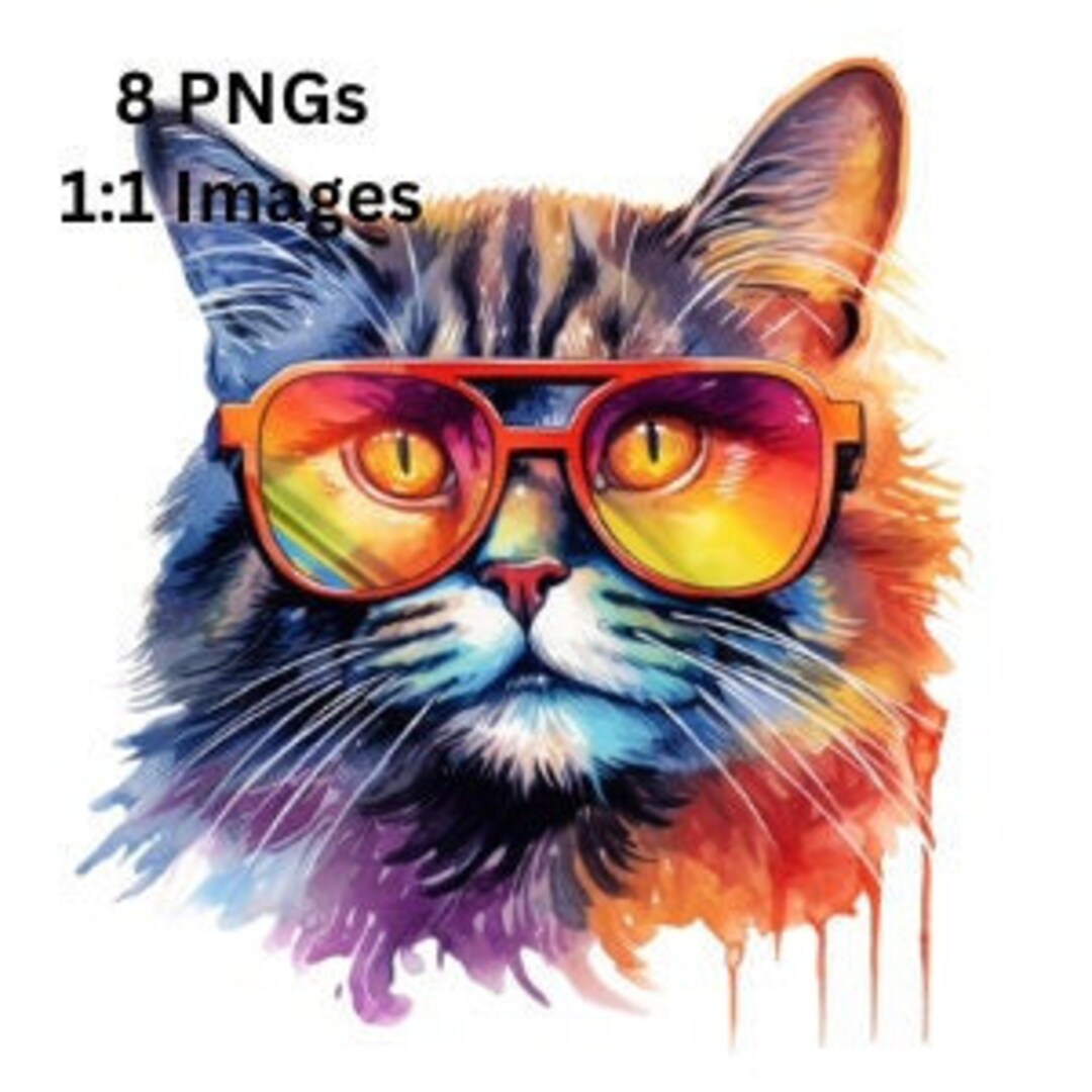 Cats With Sunglasses Watercolor Pngs Cats With Sunglasses Pngs Cats ...