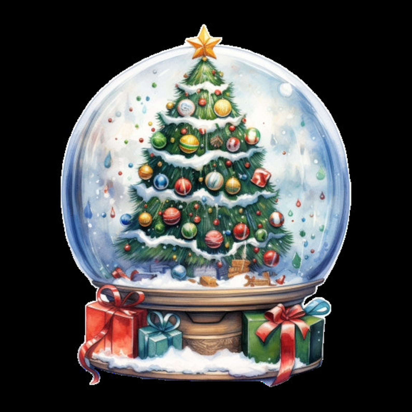 9 Christmas Tree Snow Globe Clipart, Christmas Globe Clipart, Winter ...