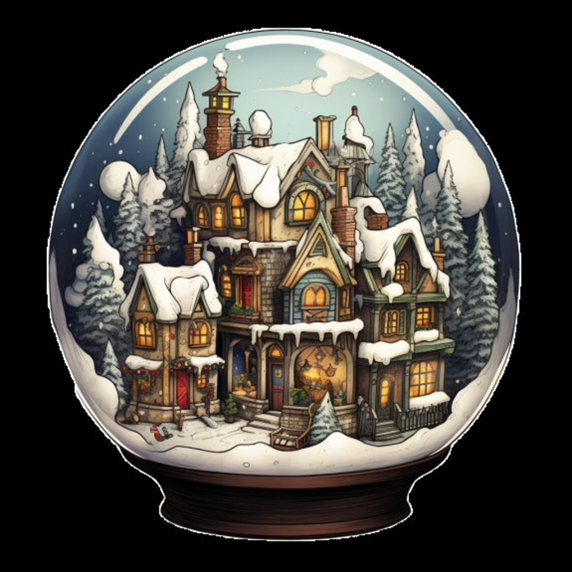 5 Snow Globe Clipart, Christmas Globe Clipart, Winter Scenery PNG ...