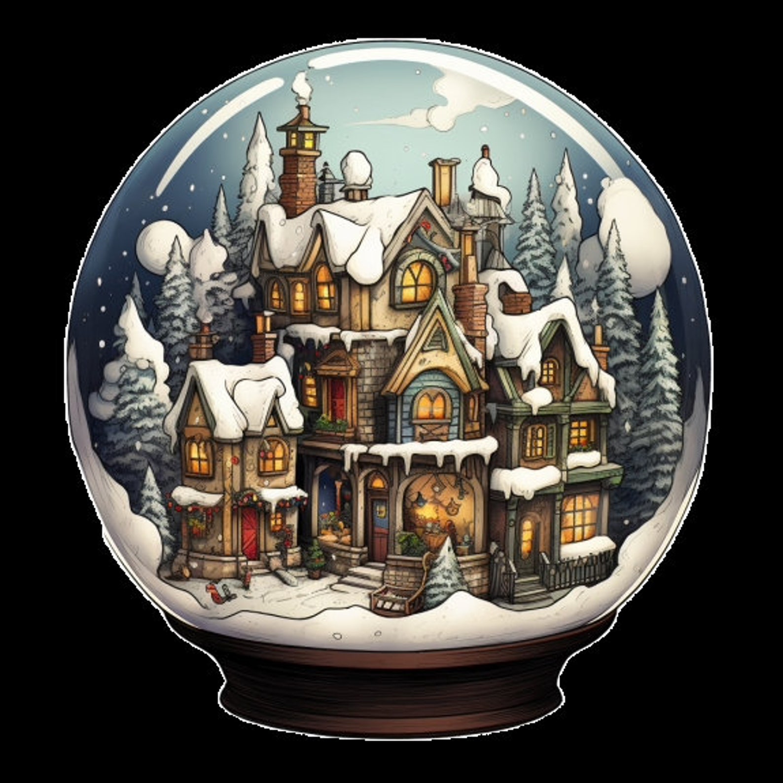5 Snow Globe Clipart, Christmas Globe Clipart, Winter Scenery PNG ...