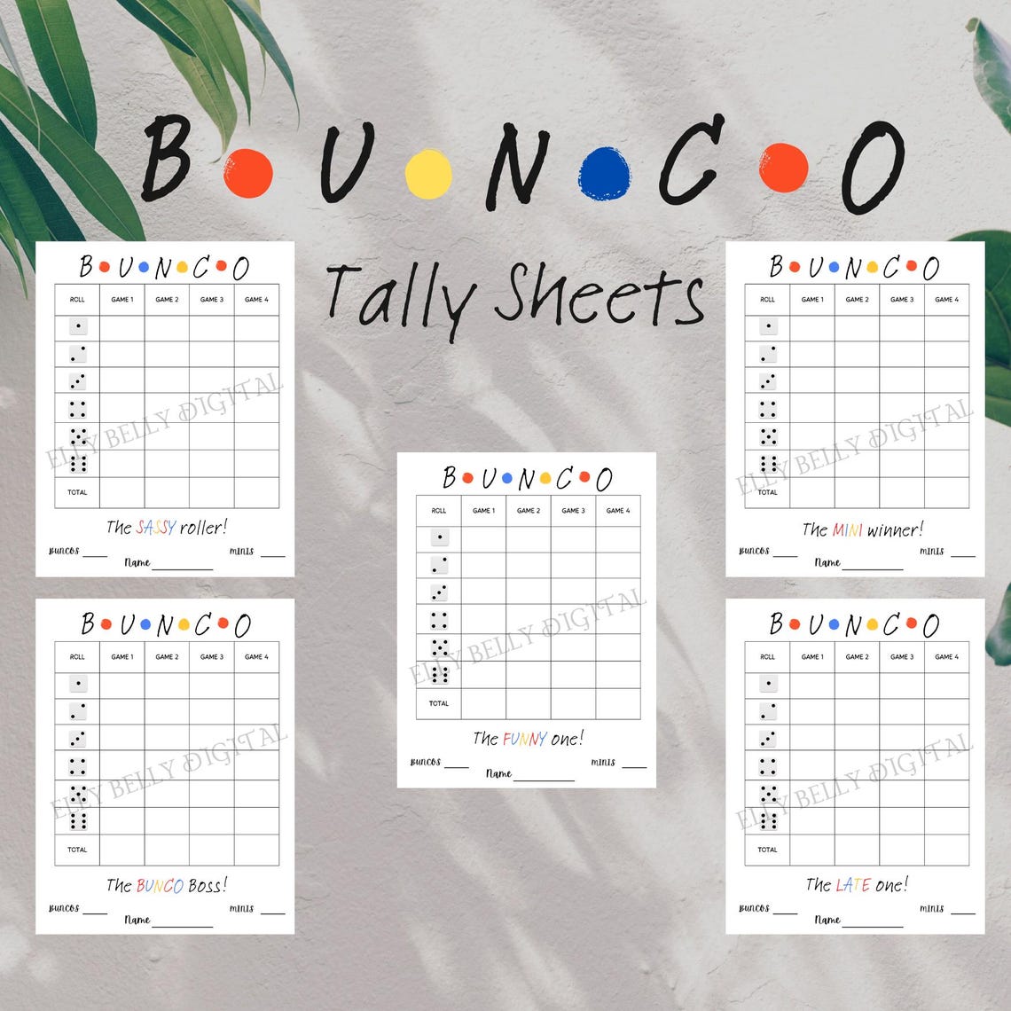 Friends Bunco Score Cards - Bestie Bunco Theme Party - Dice Game Night ...