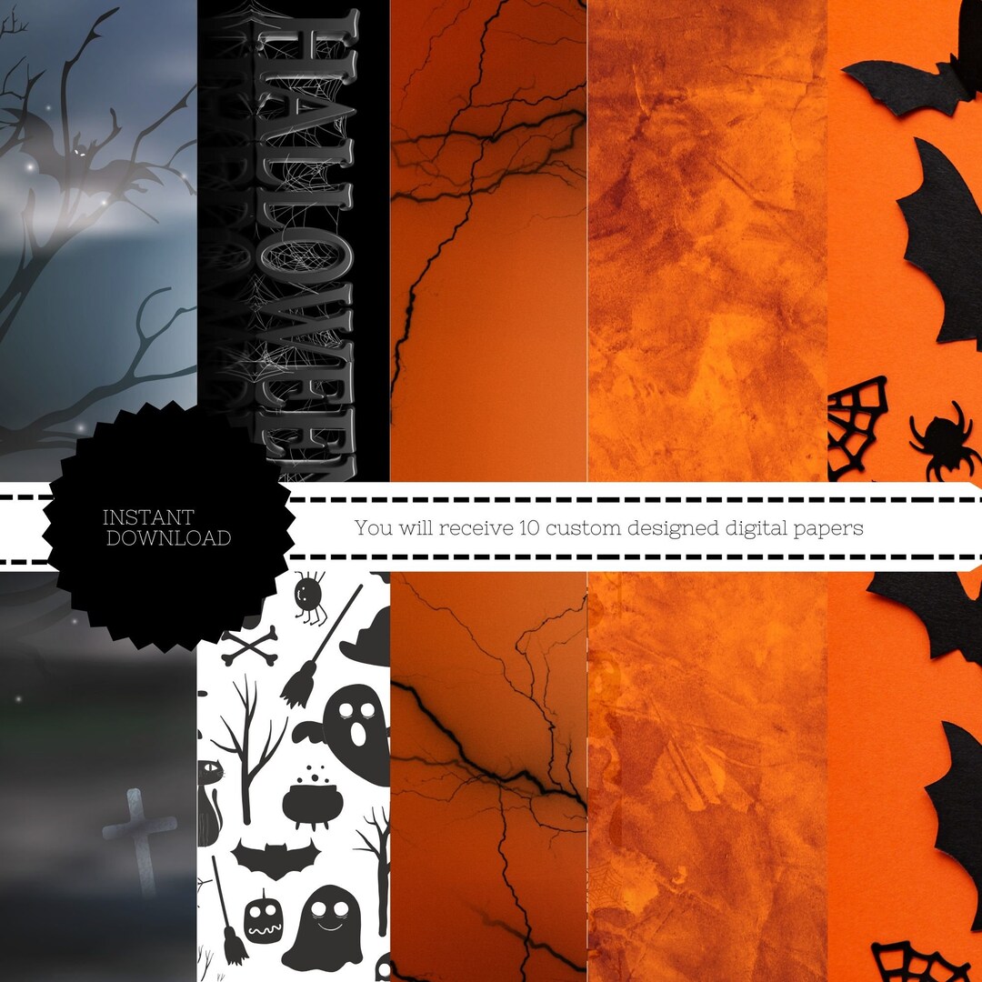 Halloween Digital Paper, Trick or Treat Scrapbook Papers, Boo Wallpaper ...